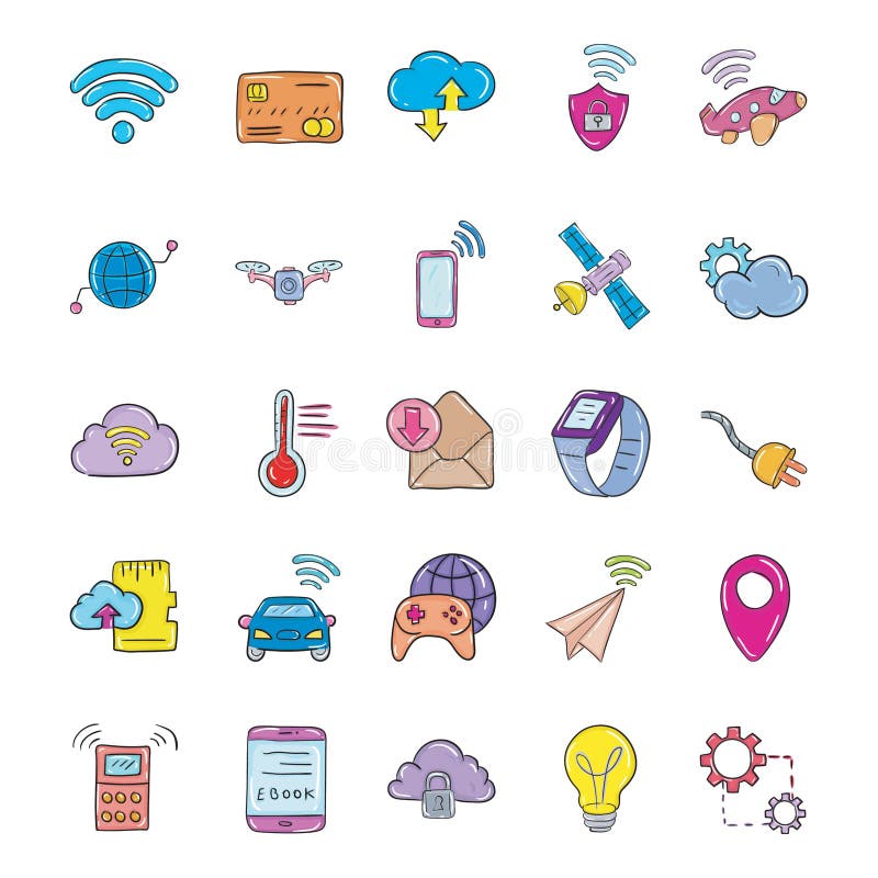 Internet of Things Icons Set Stock Vector - Illustration of icon ...