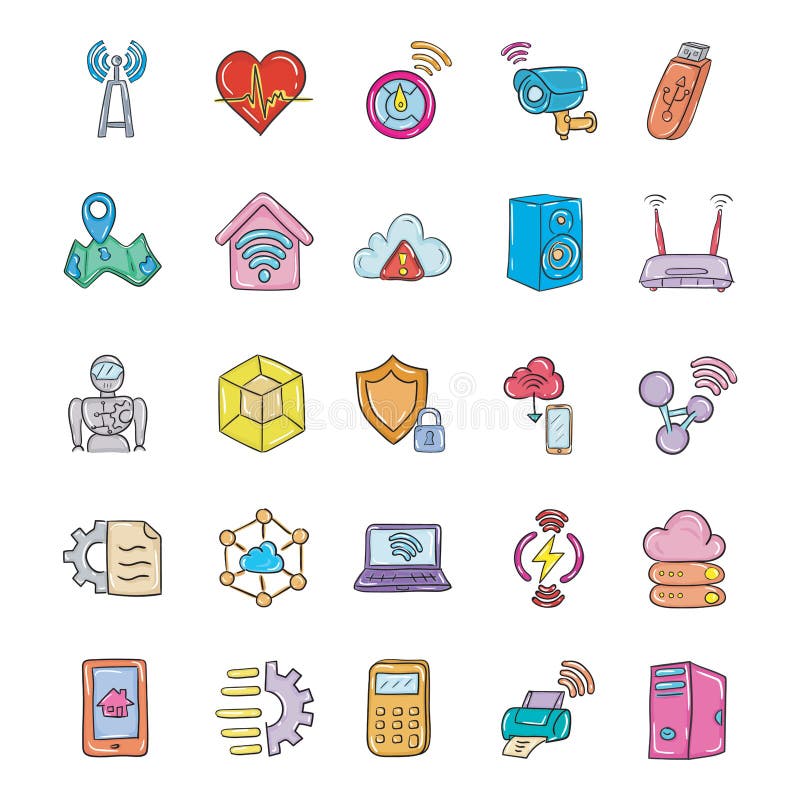 Internet of Things Icons Pack Stock Vector - Illustration of group ...