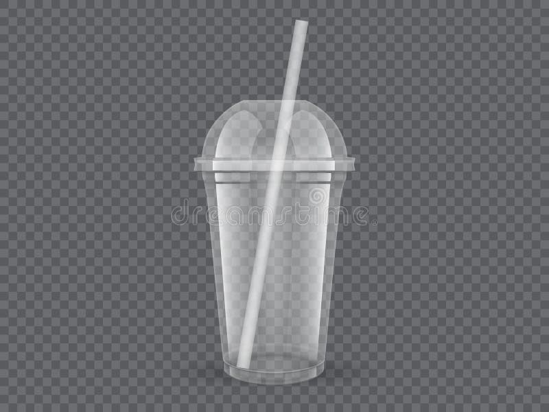 Empty Transparent Plastic Cup with Straw on Dark Background Stock ...