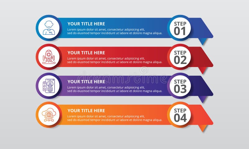 Infographic Business Horizontal. Vector Modern Presentation with Four ...