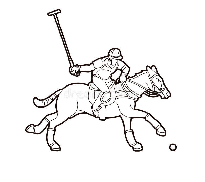 Horses Polo Player Sport Cartoon Graphic Vector Stock Vector ...