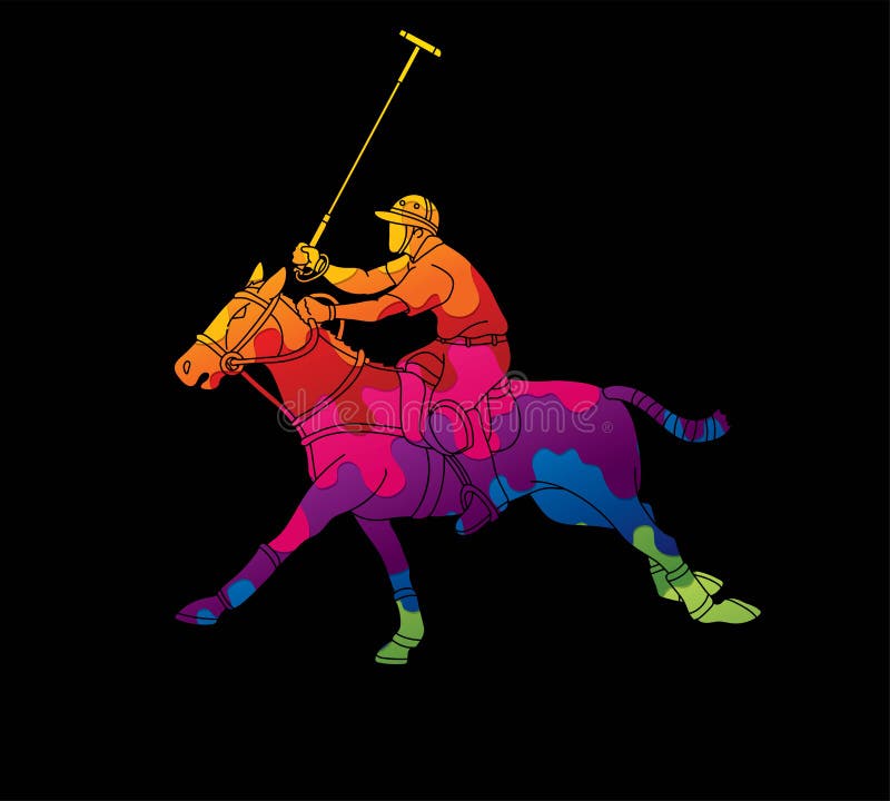 Horses Polo Player Sport Cartoon Graphic Vector Stock Vector ...