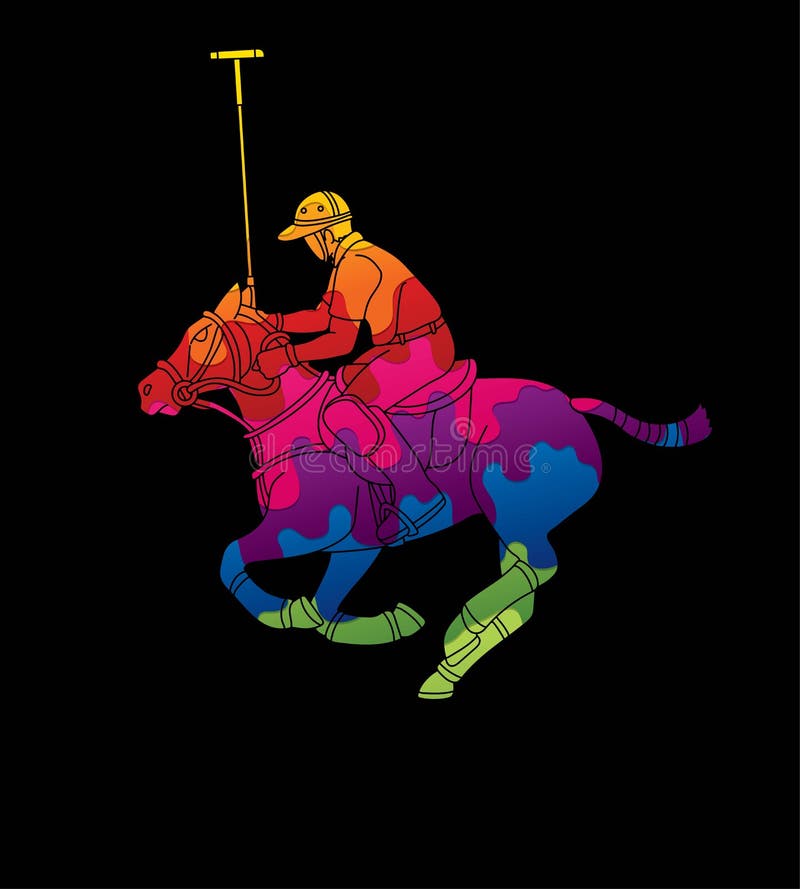 Horses Polo Sport Cartoon Graphic Vector Stock Vector - Illustration of ...