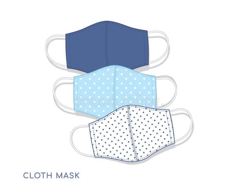 Cloth mask blue set stock vector. Illustration of fashion - 187107110