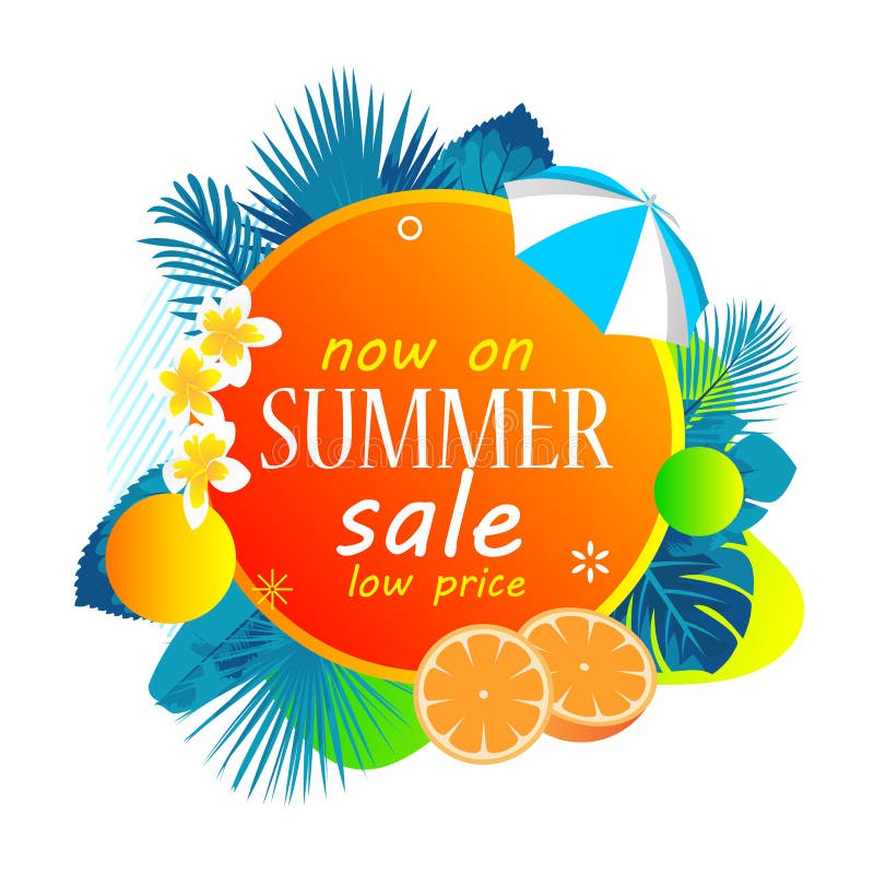 Banner Promotion Summer Sale Low Price with Tropical Frame Stock Vector ...