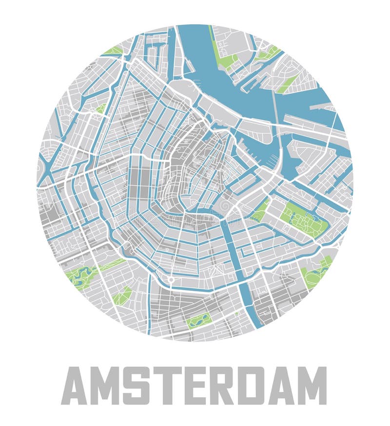 Minimalistic Amsterdam City Map Icon. Stock Vector - Illustration of ...