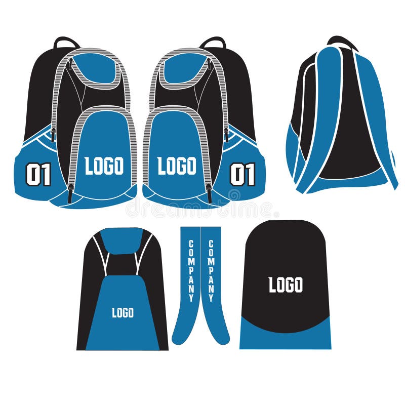 Sports Backpacks Bags Custom Design Mock Ups Templates Illustration ...