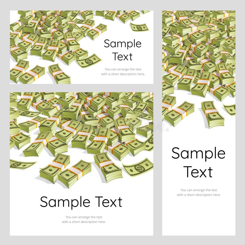 Banners with Money. Packing in Bundles of Bank Notes on White ...