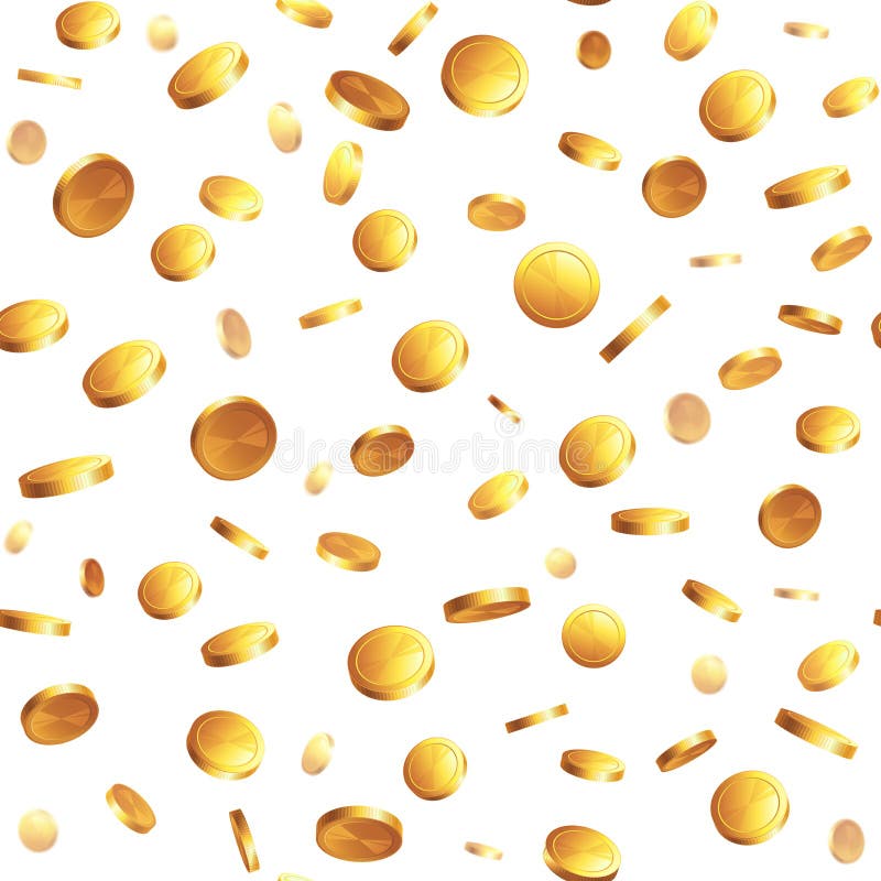 Seamless Pattern with Money - Gold Coins on White Background. Stock ...