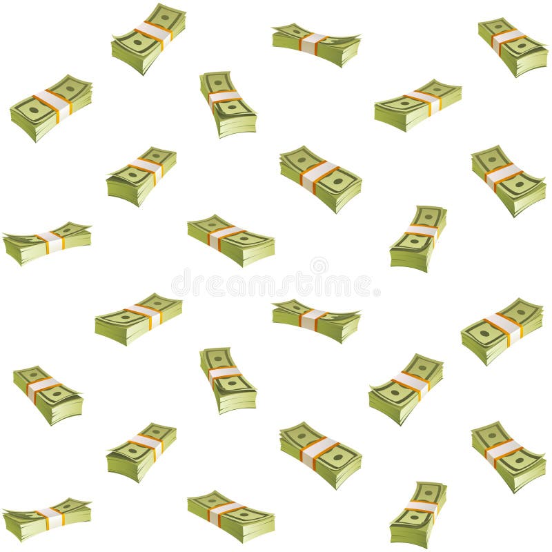 Seamless Pattern with Money. Packing in Bundles of Bank Notes on White ...