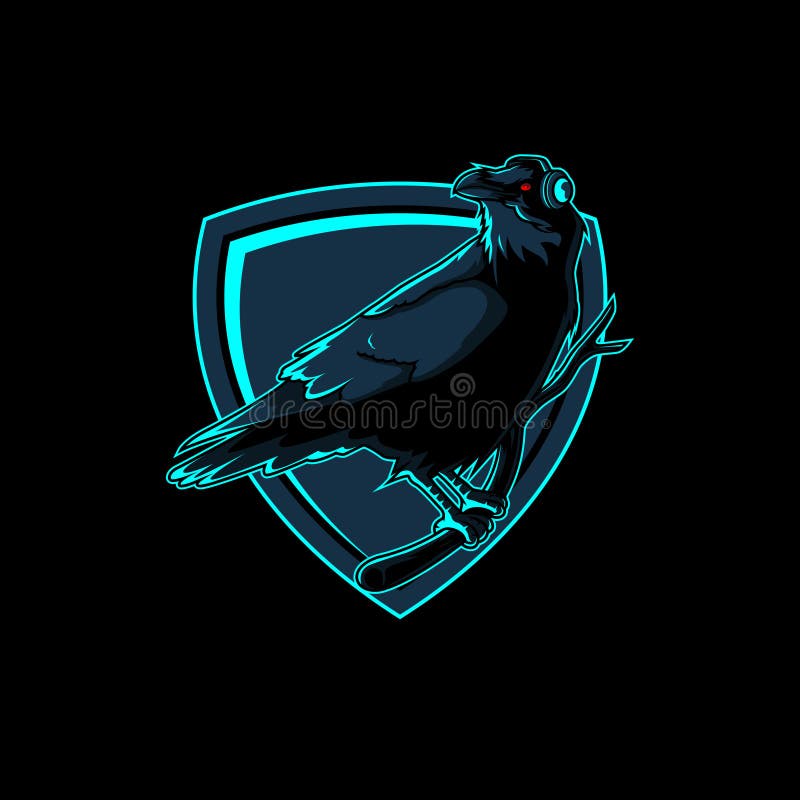 Vector Illustration of an Crow with Shield on Background Stock Vector ...