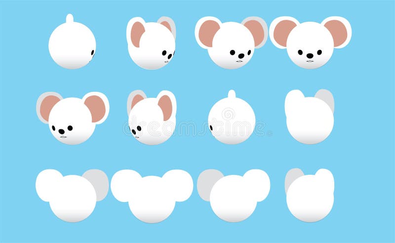 Animal Head White Mouse Animate Spinning Vector Illustration Stock ...