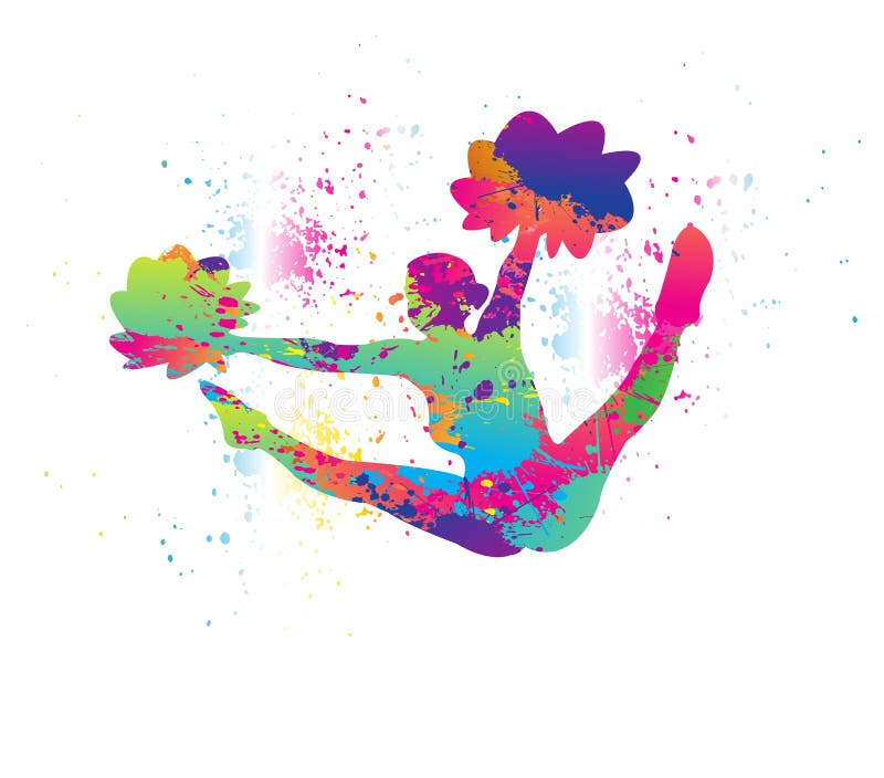Cheerleading Logo Design. Colorful Sport Background. Dancing Girl Stock ...
