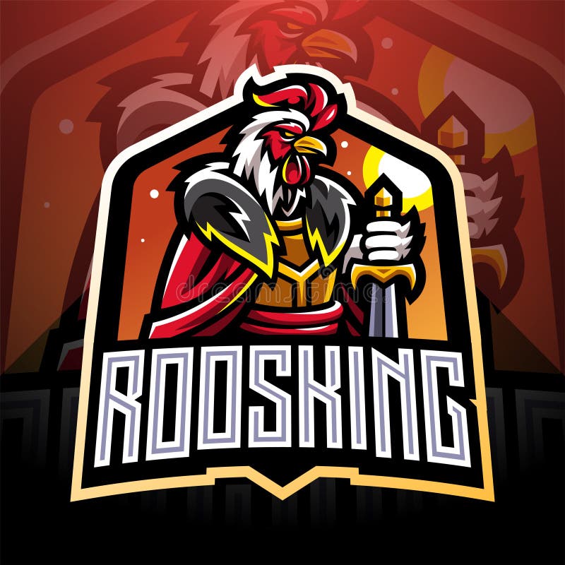 Rooster King Esport Mascot Logo Design Stock Vector - Illustration of ...