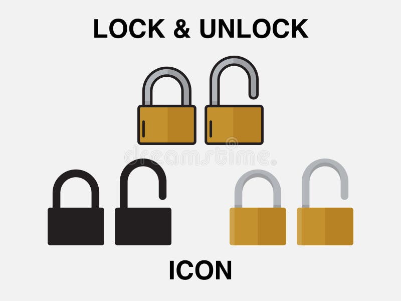 Lock Vector Icon Set. Open or Closed Illustration Sign Collection. Door ...