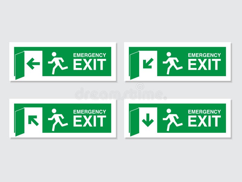 Green Emergency Exit Sign. Fire Exit Sign, Emergency Door Symbol ...
