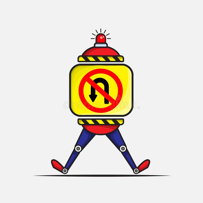 This is an Illustration of a Robot with No U Turn Sign. Stock Vector ...