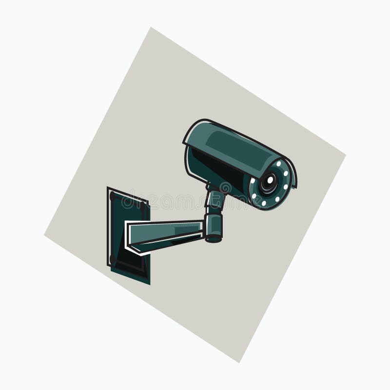 White CCTV Icon - Tube Shaped CCTV with Black Lens - Colored Icon ...