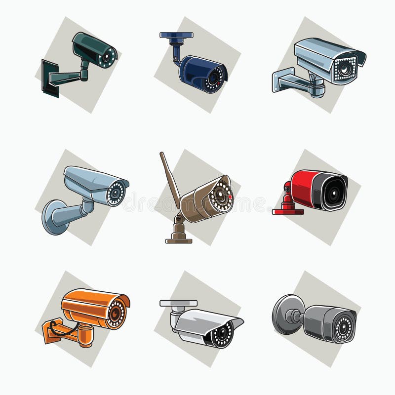 Orange CCTV Icon - Tube Shaped CCTV - Colored Icon, Symbol, Cartoon ...