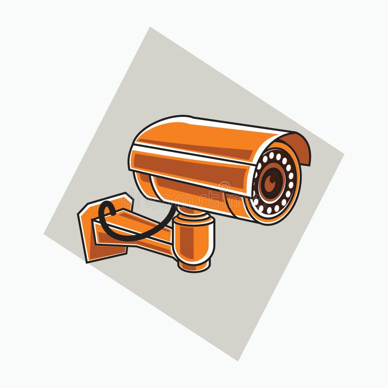 Orange CCTV Icon - Tube Shaped CCTV - Colored Icon, Symbol, Cartoon ...