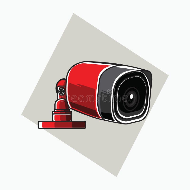 Red CCTV Icon - Square Shaped CCTV - Colored Icon, Symbol, Cartoon Logo ...