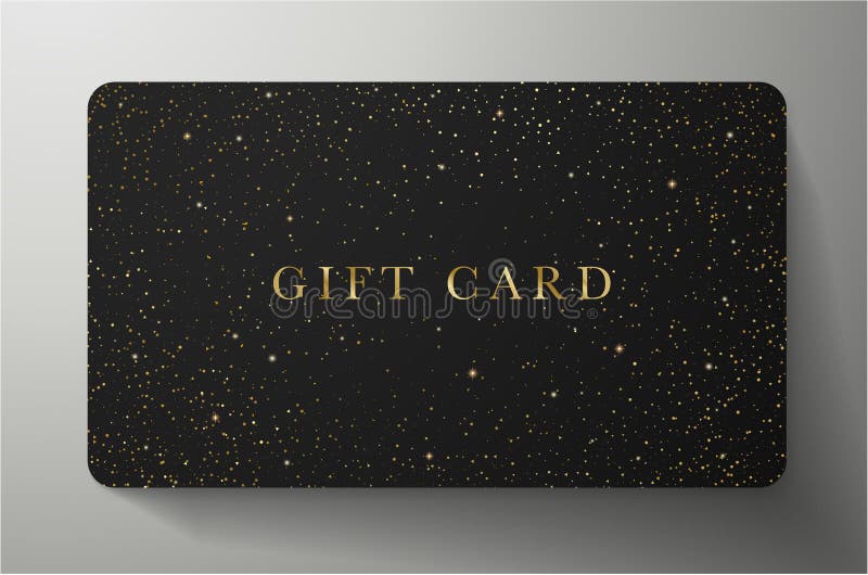 Gift Card with Twinkling Stars and Sparkling Elements on Black ...
