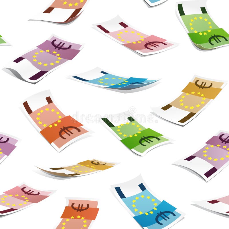 Seamless Pattern with Money Isolated on White Background. Euro ...
