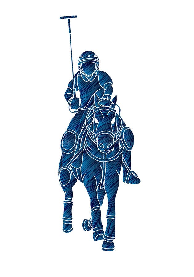Horses Polo Player Sport Cartoon Graphic Vector Stock Vector ...