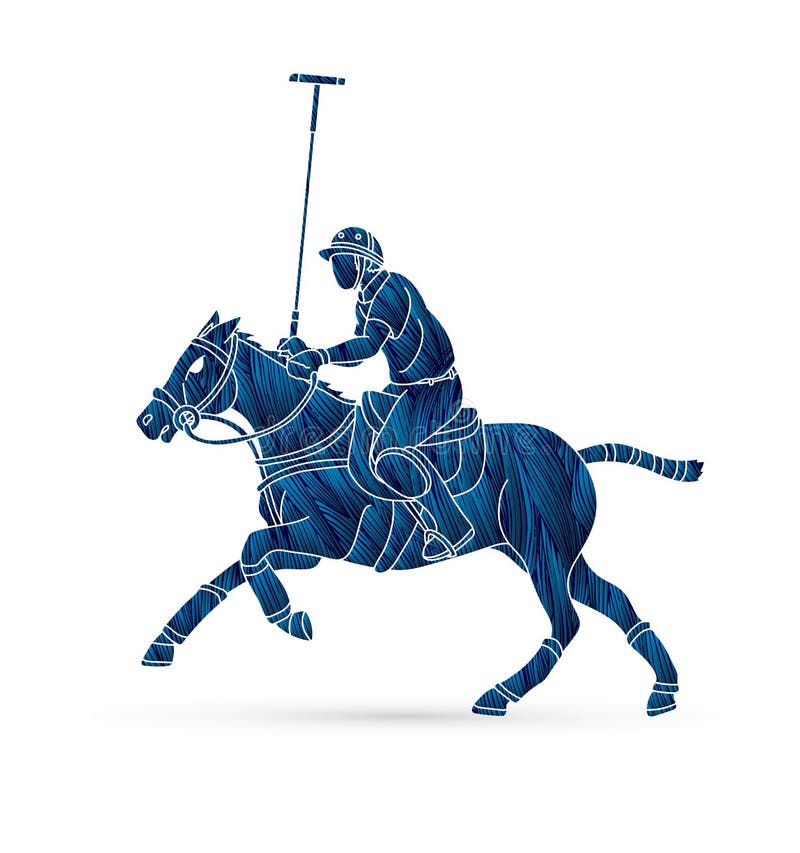 Horses Polo Player Sport Cartoon Graphic Vector Stock Vector ...