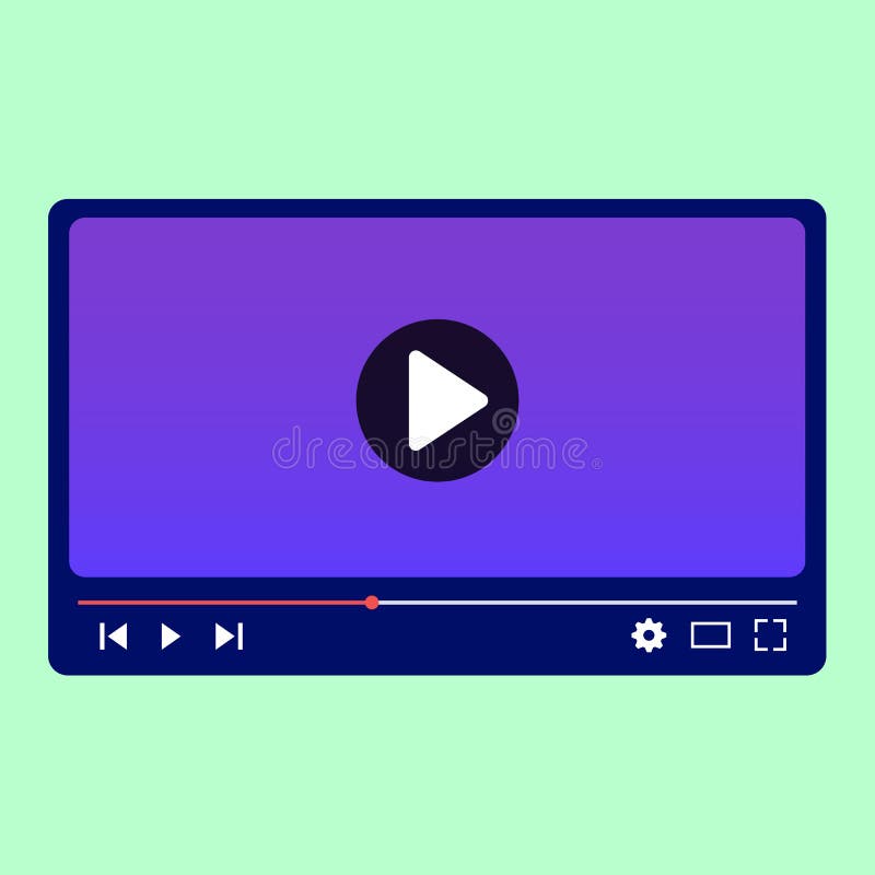 Full Screen Video Player with Button Play Illustration. Stock Vector ...