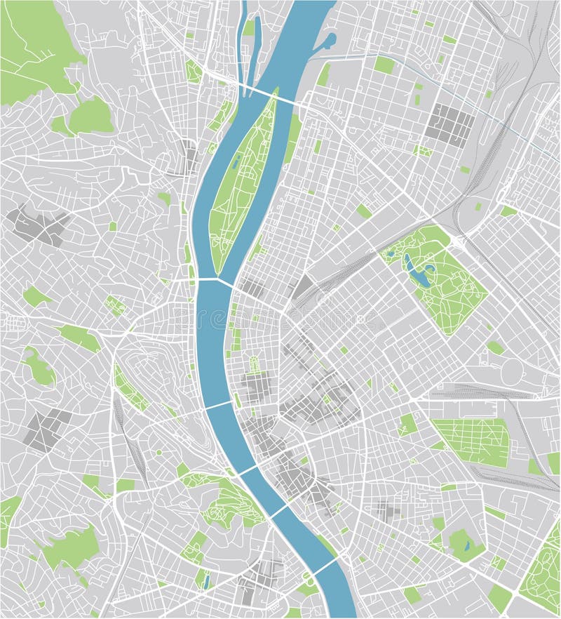 Vector City Map of Budapest. Stock Vector - Illustration of color ...