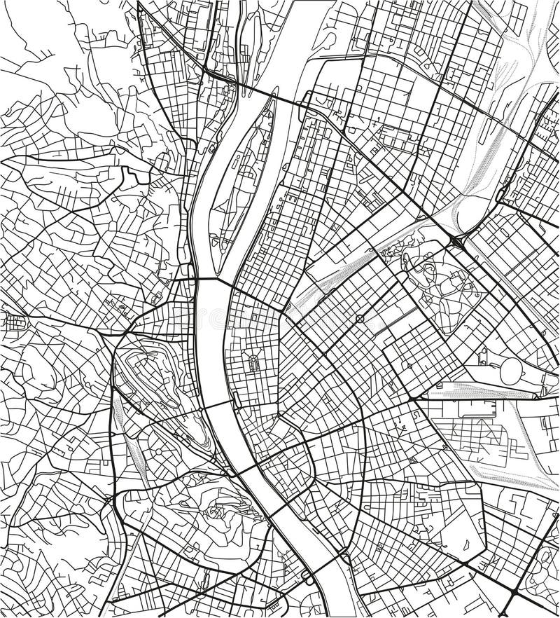 Black and White Vector City Map of Budapest. Stock Vector ...