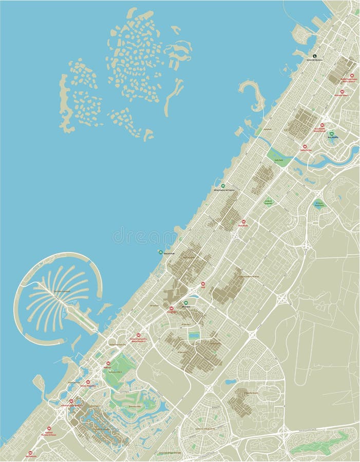 Vector city map of Dubai. stock vector. Illustration of organized ...