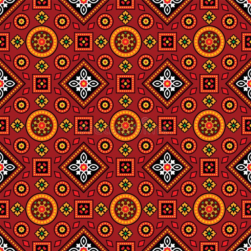 Sindhi Ajrak Pattern stock vector. Illustration of element - 38813003
