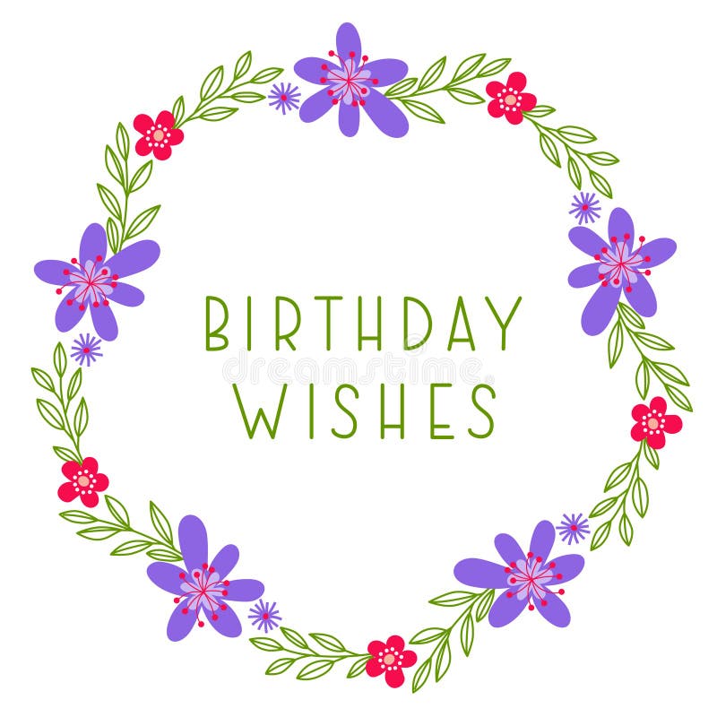 Illustration of an Summer & Birthday Wreath with Flowers and Leaves ...