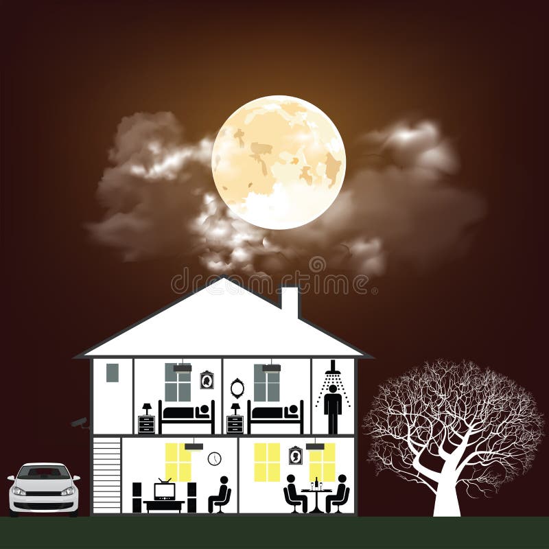 Cross Section House Night Stock Illustrations – 63 Cross Section House ...