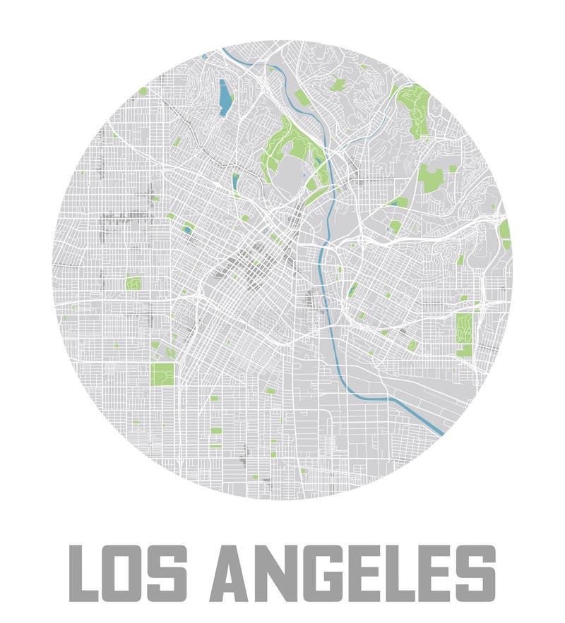 Los Angeles Vector Map with Dark Colors. Stock Vector - Illustration of ...