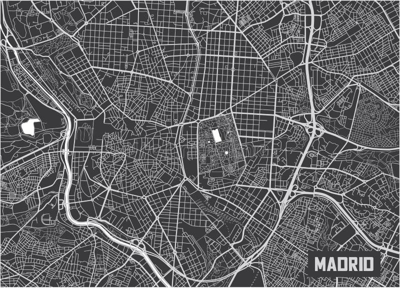 Minimalistic Madrid City Map Poster Design. Stock Vector - Illustration ...