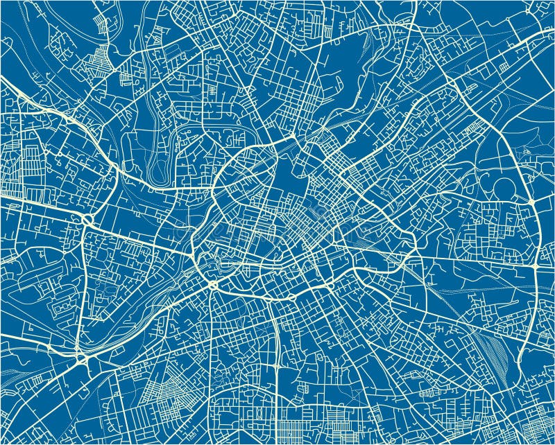 Blue and White Vector City Map of Manchester. Stock Vector ...