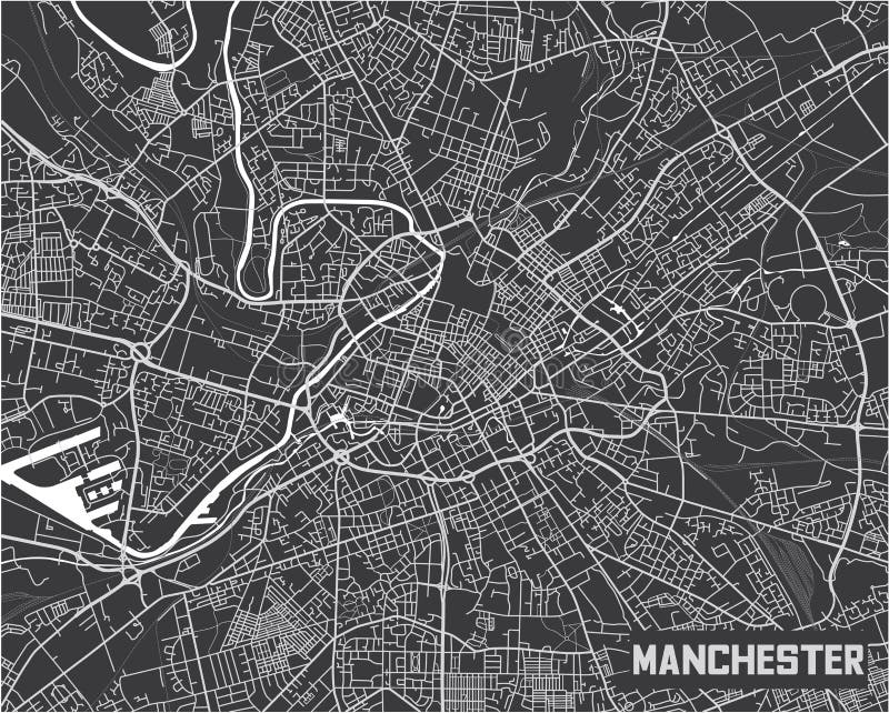 Minimalistic Manchester City Map Poster Design. Stock Vector ...