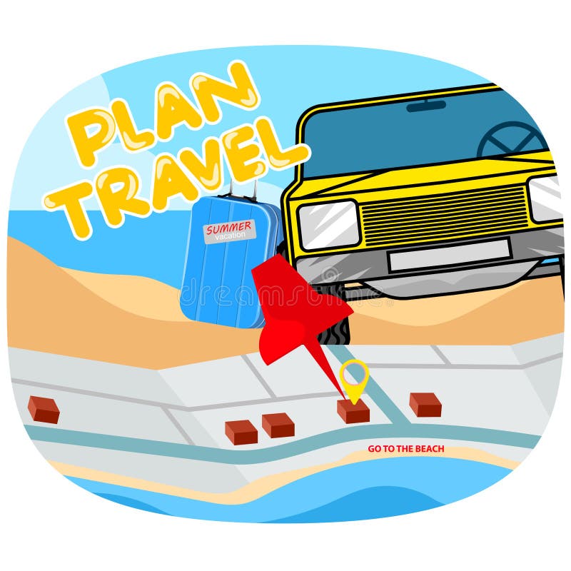 Plan Travel Cartoon Concept Scene Stock Vector - Illustration of ...
