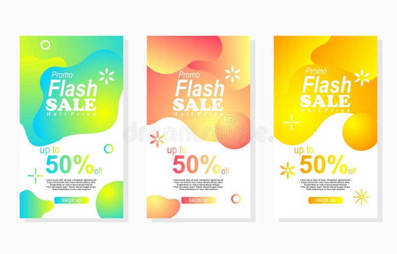 Set of Colorful Discount Labels with Liquid Gradient for Social Media ...