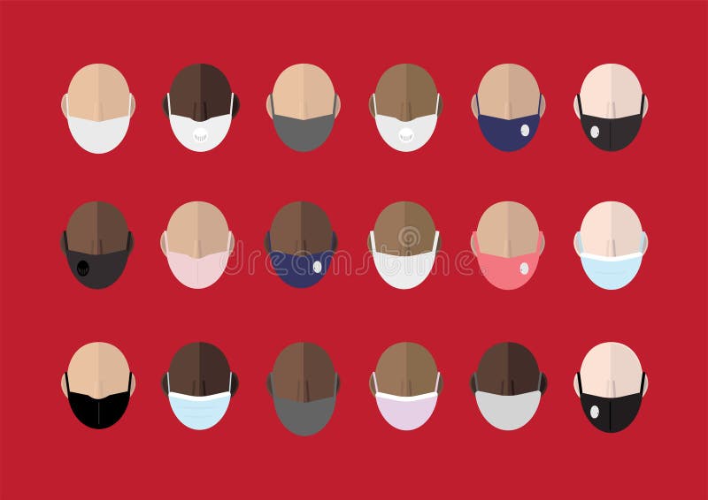 Simple Faces Wearing Face Masks Stock Vector - Illustration of ...