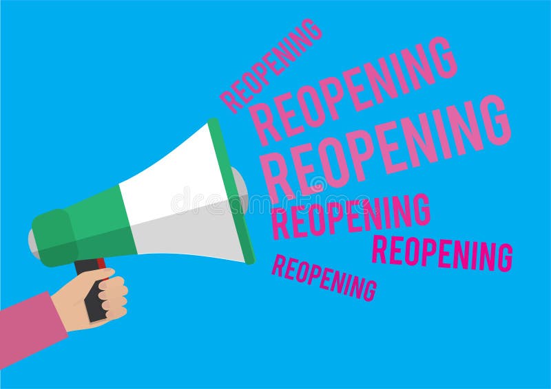 Megaphone with `REOPENING` Message Vector Stock Vector - Illustration ...