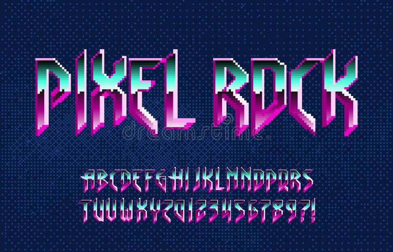80s Retro Chrome Alphabet Font Metallic Effect Shiny Letters Numbers And Symbols Stock Vector