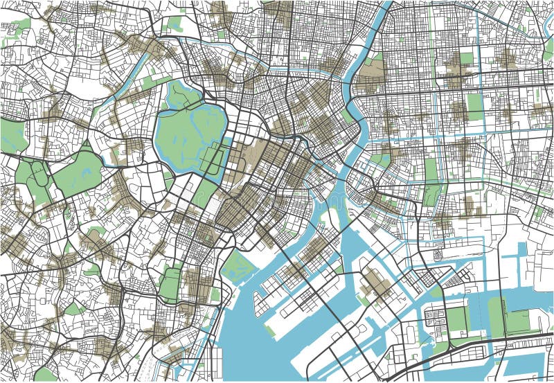 Colorful Tokyo Vector City Map. Stock Vector - Illustration of place ...