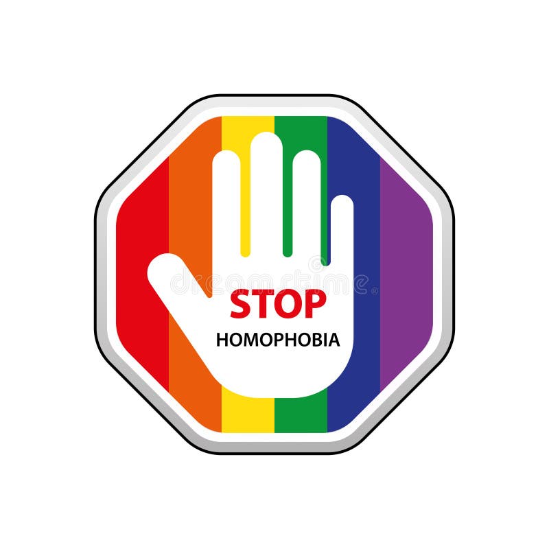 Rainbow Stop Sign, Against Homophobia Stock Vector - Illustration of ...