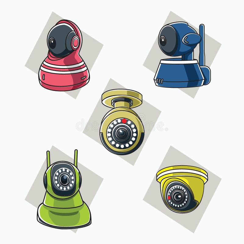 Indoor CCTV, Wireless CCTV Icon Light Yellow, Yellow, Blue, Green, Pink ...