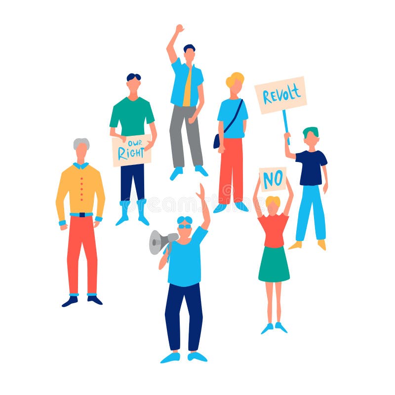 Protesting Cartoon Stick Figures Holding Up Signs Saying on STRIKE ...