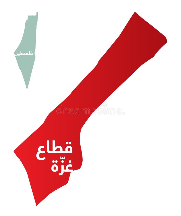 Simplified Map of the Gaza Strip with Arabic for `Gaza Strip`. Stock ...